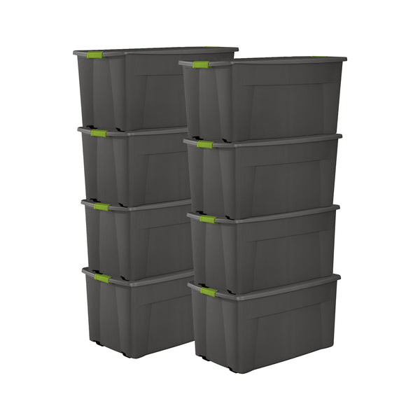 Sterilite 45 Gallon Plastic Stackable Storage Tote w/ Lid & Wheels, Gr ...